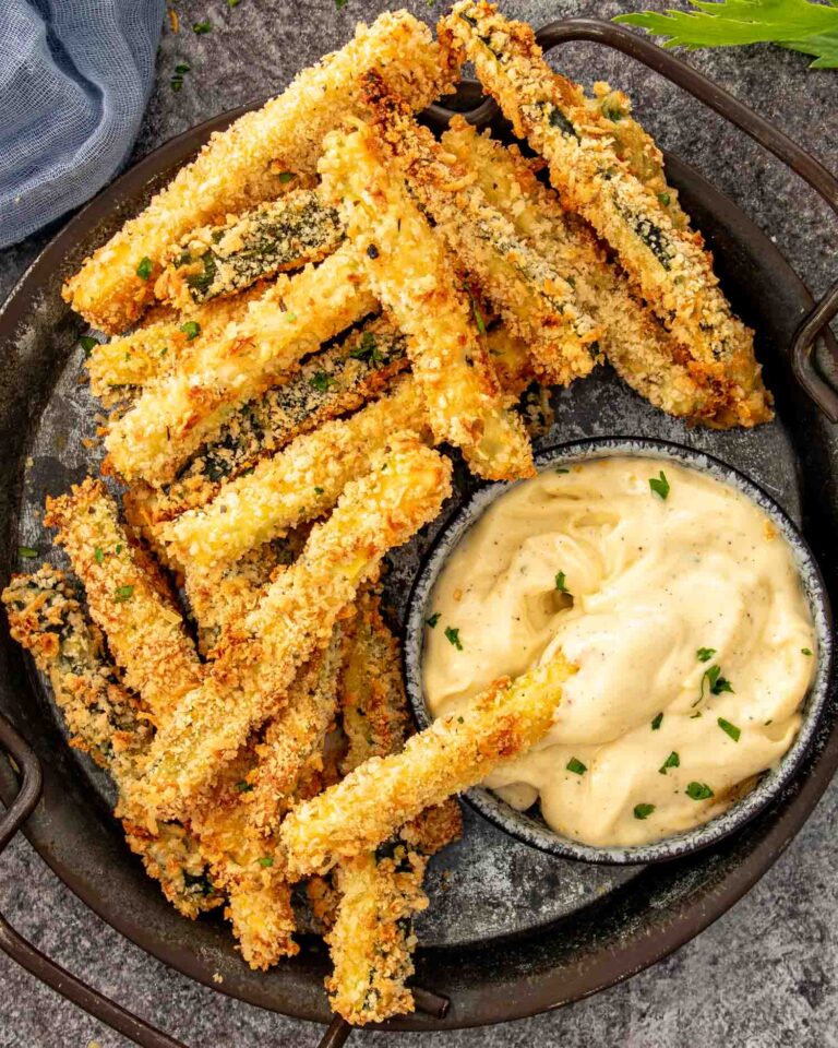 Crispy Zucchini Fries with Garlic Aioli - All My Cravings